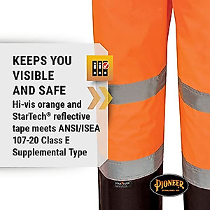 Pioneer Ripstop High Visibility Bib Pant - Safety Rain Gear – Hi Vis, Waterproof, Reflective, Work Overalls for Men – Orange, Yellow/Green