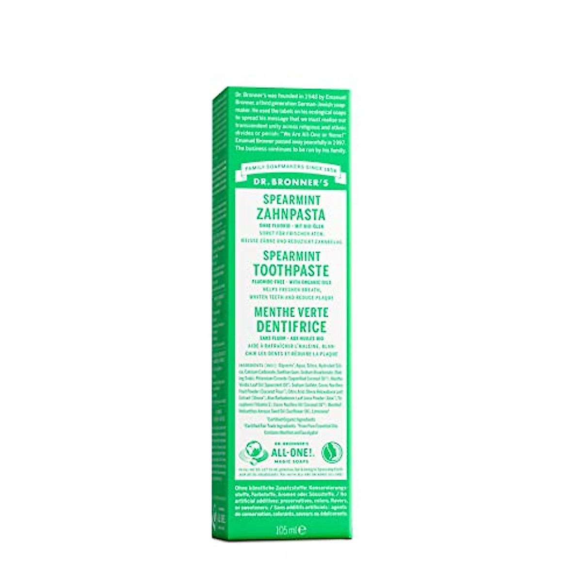 Dr. Bronner’s - All-One Toothpaste (Spearmint, 5 Ounce)