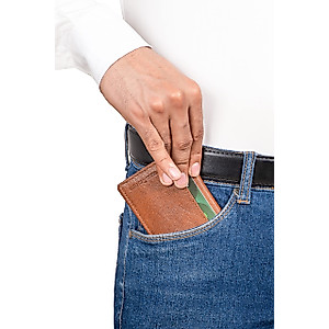 Urban Nature Tan Genuine Leather RFID Protected Slim Billfold Business Card holder Minimalist Wallet