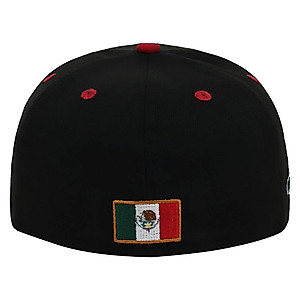 Rings & Crwns Mexico Country Pride Logo Fitted Flat Bill Cap Cursive M, 6 7/8