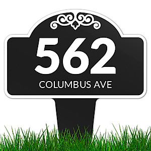 Custom House Address Yard Sign, Lawn Arch Address Plaque, Personalized House Numbers For Outside, Square Style, 12x15 Inches, Aluminum Composite Material Made in The USA by Sigo Signs