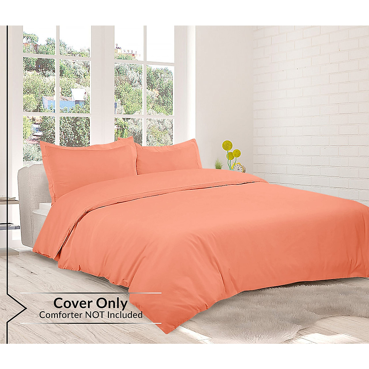 ROYALE LINENS Coral Duvet Cover King Size - 3 Piece Bedding Comforter Covers - Zipper Closure - 1 King Duvet Cover 104x90 inches and 2 Pillow Shams - No Comforter Included