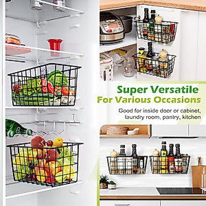 ZUSHALLMY 2 Pack Hanging Kitchen Baskets, Adhesive Wire Wall Storage Basket, No Drilling Hanging Fruit Baskets, Cabinet Door Organizer for Kitchen Bathroom Pantry, Upgrade Super-sized Adhesive