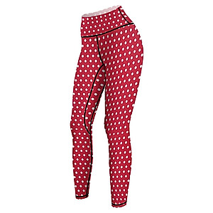 Lurhonp Women's Polka Dot Workout Leggings High Waist Tummy Control Yoga Pants,Red,2XL