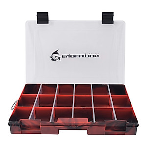 Evolution Outdoor 3600 Drift Series Fishing Tackle Tray – Red, Colored Tackle Box Organizer with Removable Compartments, Clear Lid, 2 Latch Closure, Utility Box Storage