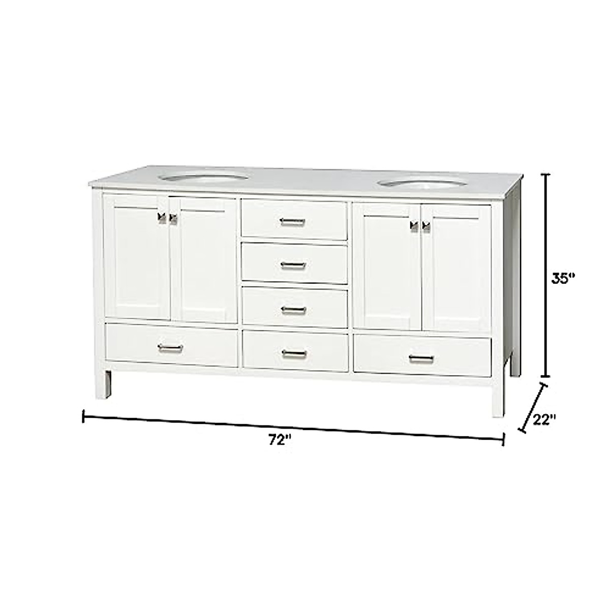 Kitchen Bath Collection Horizon 72-inch Double Bathroom Vanity (Engineered White/White): Includes White Cabinet with Engineered White Countertop and White Ceramic Sinks