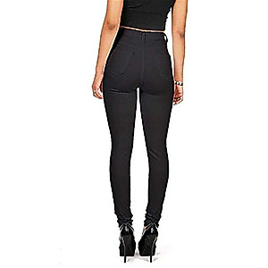 Andongnywell Women's Juniors High Rise Irresistible Denim Pants Jegging Stretch Skinny Jeans Trousers (Black,Small)