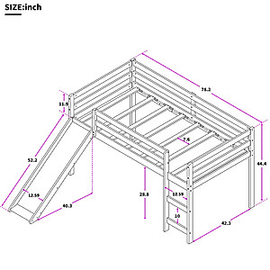 Harper & Bright Designs Loft Bed Twin with Slide, Kids loft Bed,Wood Low Profile for Kids, Built-in Ladder and Guard Rail,No Box Spring Needed,Espresso