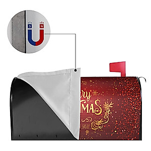 Christmas Mailbox Covers Magnetic 21" X 18" Snowflakes Reindeer Xmas Mailbox Cover Happy New Year Standard Size Mailbox Wraps Waterproof Post Letter Box Cover Winter Decorations for Garden Outdoor