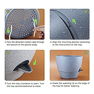 Warmplus Plastic Plant Pots Set of 3, 10/9/8 Inch Planters for Indoor, Plants with Drainage Holes and Watering Lip for Snake Plant, African Violet, Aloe and Most House Plants, Grey