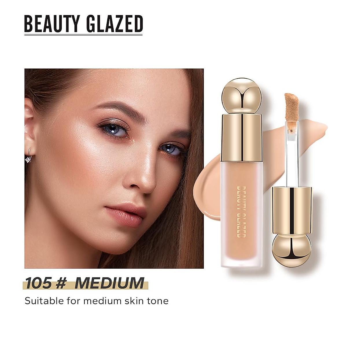 Hydrating Concealer, Lightweight Full Coverage Concealer for Dark Spots, Long-Lasting, Conceals and Corrects, Hydration and Highlights, Light Sand Shade, Satin Finish, All-Day Wear, 0.265 Fl Oz (105#)