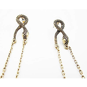 Vintage Green Rhinestone Long Drop Snake Earrings Studs