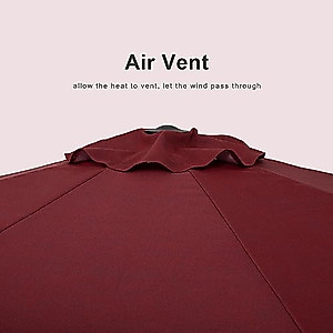 Tempera 9' Outdoor Market Patio Table Umbrella with Push Button Tilt and Crank,Large Sun Umbrella with Sturdy Pole&Fade resistant canopy,Easy to set,Red