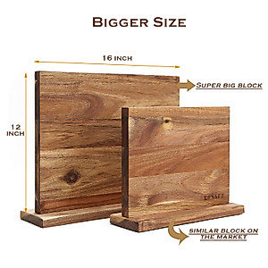 Uniharpa Double Side Magnetic Knife Block,16x 12 Inches Bigger Than Others Knife Magnet Holder Wooden Rack Magnetic Stands with Strong Enhanced Magnet Multifunctional Storage Knife Holder.
