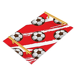 Football and Soccer Bathroom Vanity Tray for Countertop Decorative Trays with Handles Acrylic Hand Towel Tray for Shampoo Perfume Home Decor