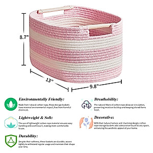 R RUNKA 3 Pack Storage Basket for Cabinet and Toy Organization - 13"x9.8"x8.7" Pink Baskets for Girls - Baby Toy Bin - Toy Storage Organizer - Ideal for Empty Gift Baskets to Fill -White & Pink