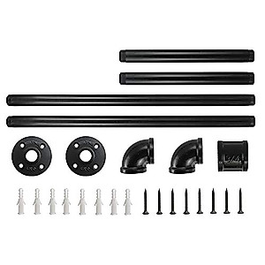 GeilSpace Industrial Pipe Clothes Hanging Bar, Wall-Mounted Clothes Rack, Garment Rack, Space-Saving, Holds up to 50lb, Easy Assembly, Black (60 Inch)