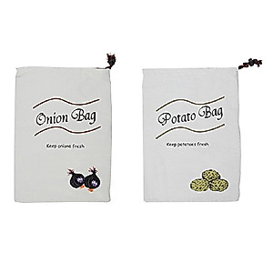 Set of 2 Vegetable Bags, Includes Potato Bag and Onion Bag - by Home-X