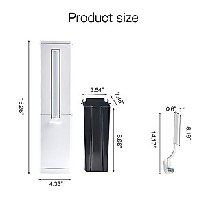 Huaqinglian Plastic Rectangle Slim Gap Trash Can Wastepaper Basket Bins 1.3 Gallon with Toilet Brush Holder Double Layer Garbage Can for Bathroom/Kitchen/Office (Grey)