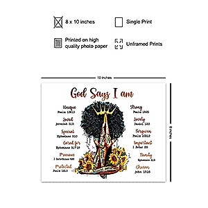 African American Black Wall Art - Religious Spiritual Bible Verse Decor - African American Women, Woman, Girls - Inspirational Christian Scripture Poster - Encouragement Gifts - Positive Affirmations