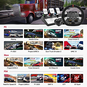 PXN Xbox Steering Wheel, V10 Real Force Feedback Gaming Racing Wheel with 6+1 Speed Shifter and Adjustable Magnetic Pedals, Stainless Steel Paddle Shifters for PC, PS4, Xbox One, Xbox Series X|S