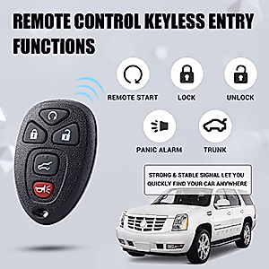 Pilida Car Key Fob Keyless Entry Remote Compatible with 2007-2015 Chevy Tahoe Traverse Suburban GMC Acadia Yukon Buick Cadillac Replacement 5 Button OUC60270 15913415 2 Pack
