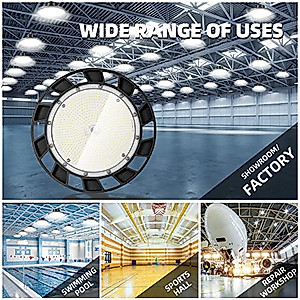 SASITE LED High Bay Light 150W, Super Bright led Shop Light 21,000LM Daylight, IP65 Waterproof Commercial Warehouse Area Light, 1-10V Dimmable High Bay Shop Light