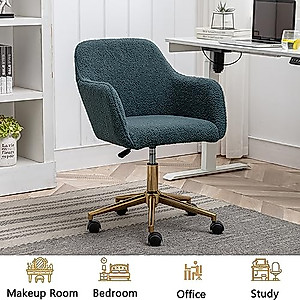 HomVent Desk Chairs on Wheels White Vanity Chair with Girls Comfy Computer Desk Chair,Comfortable Chair for Desk/Task Chair/Rolling Chair for Bedroom,Living Room,Vanity Room