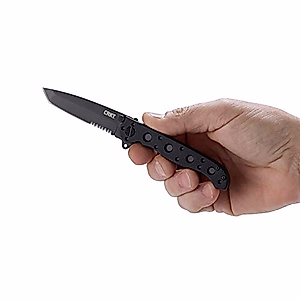 CRKT M16-10KZ EDC Folding Pocket Knife: Everyday Carry, Black Serrated Edge Blade, Tanto, Automated Liner Safety, Nylon Handle, Pocket Clip