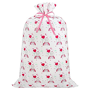 Shintop Large Baby Girl Gift Bag, 36x56inch Pink Big Baby Gift Bag Jumbo Plastic Gift Sack Extra Large Gift Wrap for Baby Shower Giant Gifts Odd Shaped Presents (1pack)