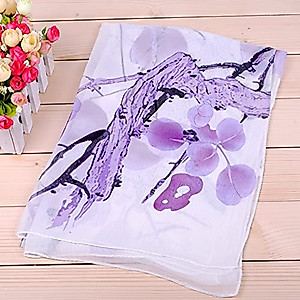 GOFINEE Women Chiffon Long Neck Scarf Head Hair Wrap Soft Lightweight Grape