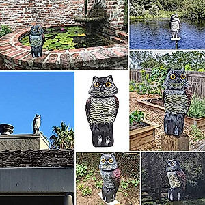 Fake Owl Sculpture with Rotating Head Owl for Garden