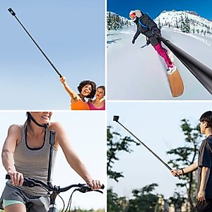 47.64" Action Cameras Selfie Stick Extendable for Insta360 Sports Camera, Selfie Vlogging Invisible Extension Pole