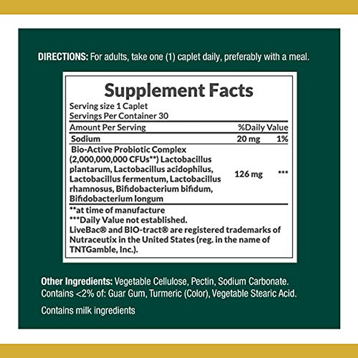 Probiotic by Nature's Bounty, Controlled Delivery Dietary Supplement, Supports Digestive,Intestinal and Immune Health, 30 Caplets
