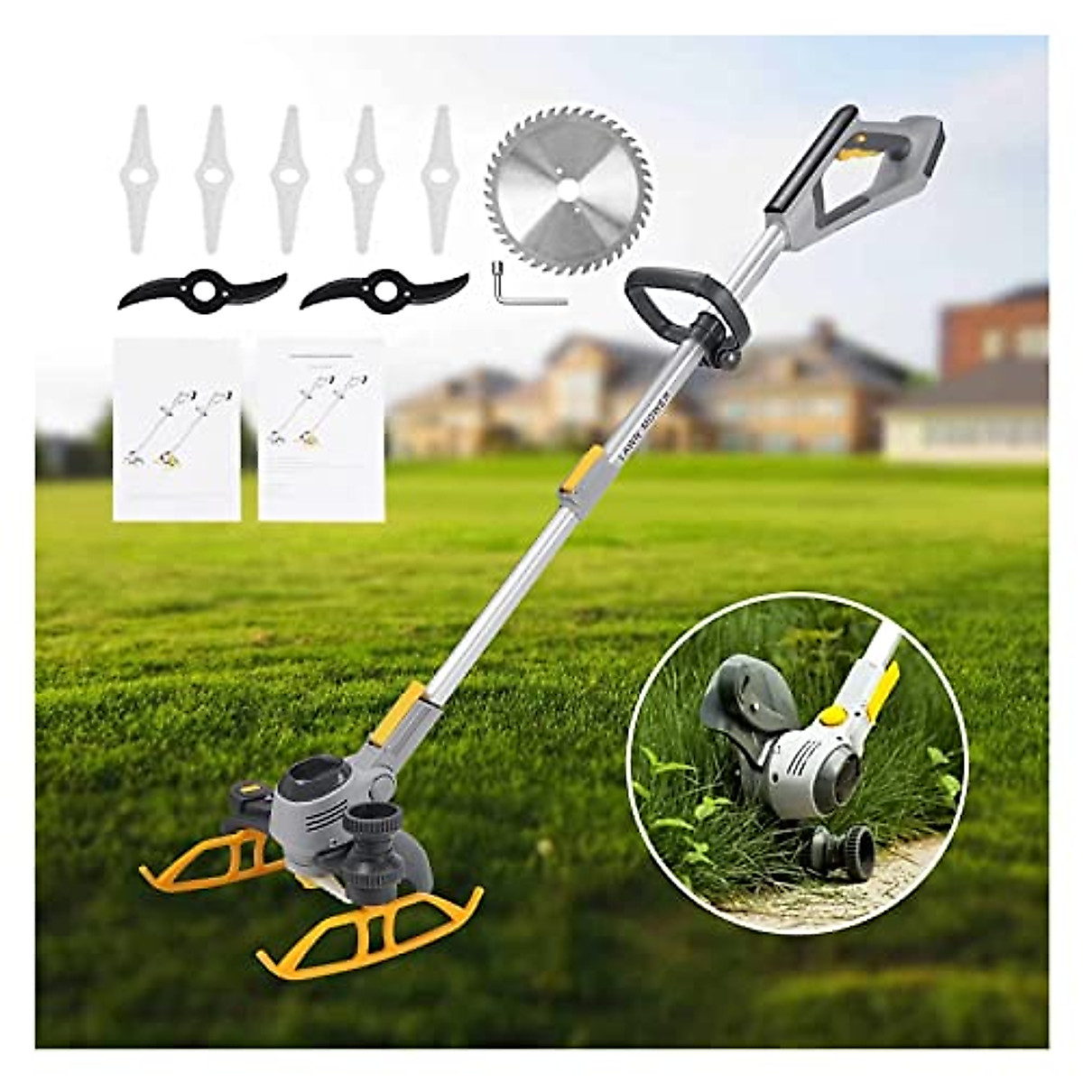 Cordless Lawn Mower 2in1 Lawn Mower Cordless Grass Trimmer LED Display Electric Whipper Strimmer Mowing Machine