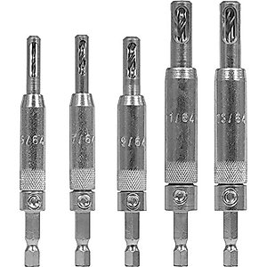 Snappy Tools 5pc Self Centering Hinge Drill Bit Set, Spring Loaded. Proudly Made in the USA.