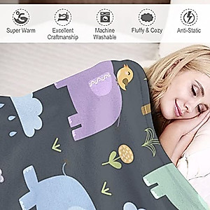 Funny Elephants Throw Blanket for Couch Bed Flannel Lap Blanket Lightweight Cozy Plush Blanket for All Seasons 30"x50"