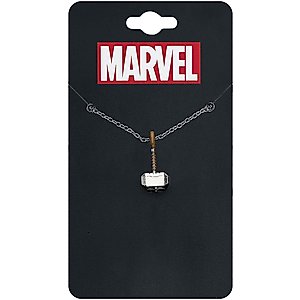 Marvel Comics Thor Hammer Unisex Adult Silver Plated Pendant Necklace. Official Licensed Jewelry, One Size.(THORHAMPNK01B)