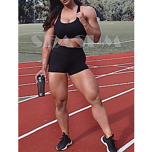 SEASUM Wome n Sports Short Booty Sexy Lingerie Gym Running Lounge Workout Yoga Spandex Short Hot Costume Outfit S