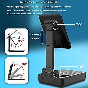 Gifts for Men, Mobile Phone Stand with Bluetooth for Him Dad Women,HD Surround Sound Perfect for Home and Outdoors with Bluetooth Speaker for Desk Compatible with iPhone/ipad/Samsung Galaxy(Black)