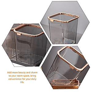 HOMSFOU Transparent Trash Can Plastic Trash Can Tabletop Trash Can Clear Trash Can Bathroom Adorable Waste Bin Trash Bin Retro Trash Can Belt Pressure Ring Accessories Office The Pet