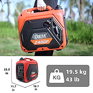 ERAYAK 2400W Portable Inverter Generator Gas-Powered, Ultra-Quiet Gas Engine RV Ready, EPA Compliant, Eco-Mode & Fuel Saving, Compact& Ultra Lightweight for Backup Home Use Camping