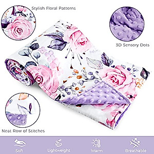 Pea Pod 30'' x 40''Baby Blankets, Super Soft Floral Minky Toddler Newborn Blanket for Boys Girls, Dotted Backing, Double Layer, Crib Receiving Blanket for Nursery/Stroller/Toddler Bed/Baby Carseat