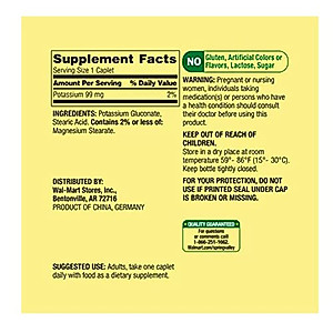 Spring - Valley Potassium Caplets 99 mg - 250 Pack of 2 for Caplets for Heart Nerve and Muscle Function