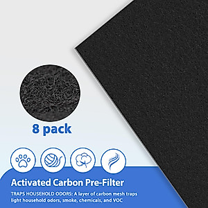 Breshair C545 Filter Replacement Compatible with Winix C545 Air Purifier, 2 True HEPA Filters S and 8 Activated Carbon Filters, Compare to Part # 1712-0096-00 & 2522-0058-00