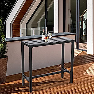 ONLYCTR Outdoor Patio Counter Height 55" Rectangle Bar Table for Patio, Garden, Yard, Balcony, Poolside (Black, 55inch-Length)
