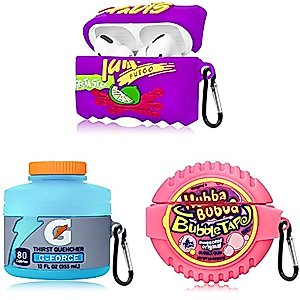 3Pack Cute Case for Airpods Pro 2nd/1st Case Cover,3D Cartoon Funny Food Design Full Protective Soft Silicone Case for Apple Airpods Pro 2nd Generation/Airpods Pro with Keychain for Women Boys Girls