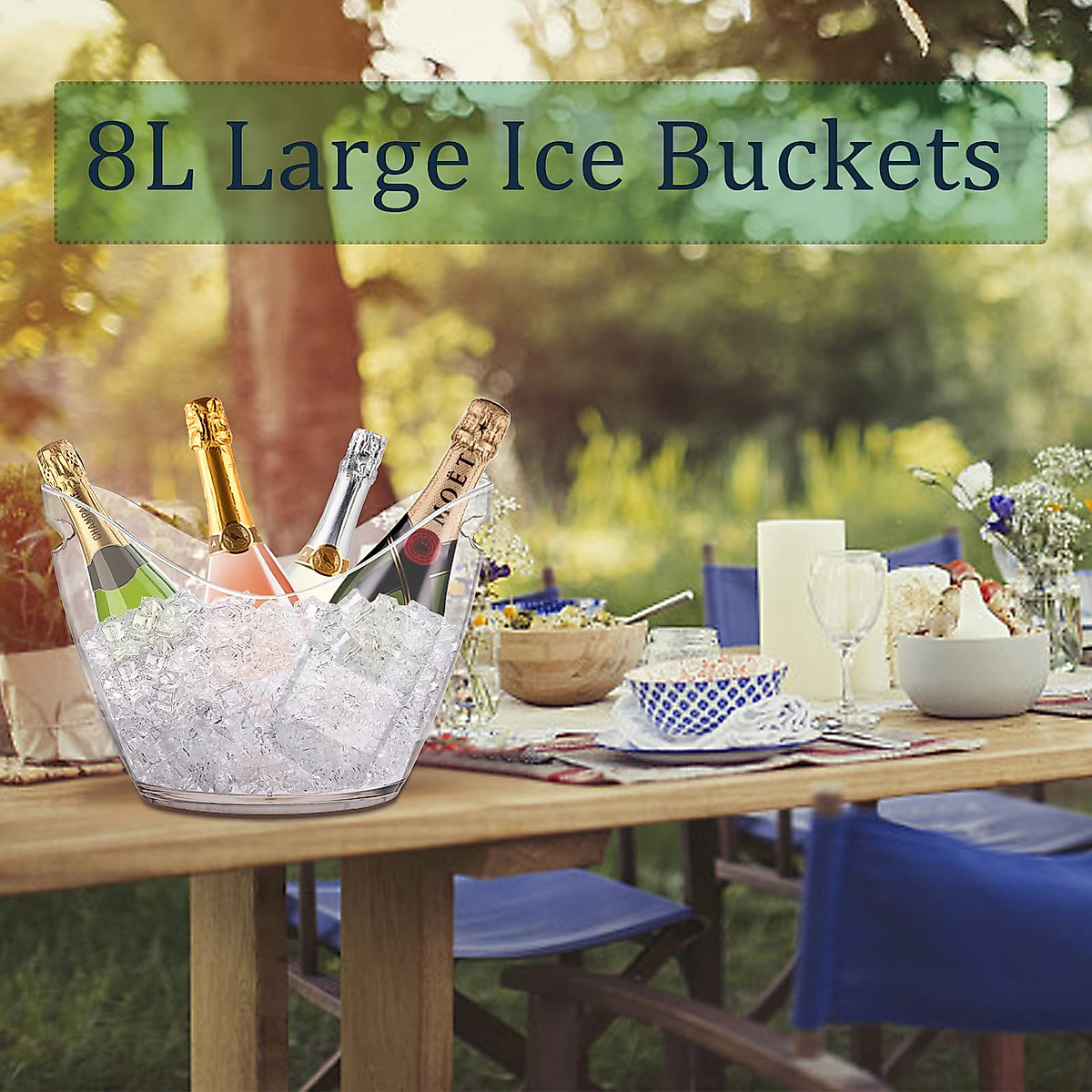 Yesland 8L Large Ice Buckets Clear Acrylic Drink Bucket Beverage Tub ...