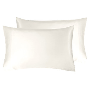 California Design Den - Silky Soft Rayon from Bamboo Cases Standard Size, Set Of 2 For Smooth Hair & Skin, Fits Standard & Queen Pillows, Ivory Pillow Covers