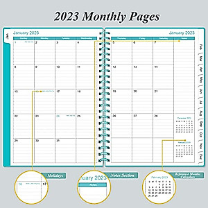 Planner 2024 - A5 Weekly & Monthly Planner & Journal to Track Goals, January 2023 - December 2023, 6.4" x 8.5" with Flexible Cover, Tabs, Strong Twin-Wire Binding, Inner Pocket